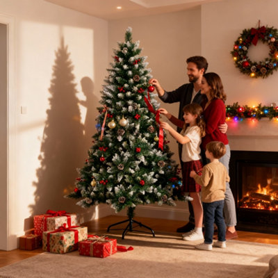 7Ft Balmoral Fir Christmas Tree with 1014 Tips - Flocked Tips, Berries ...