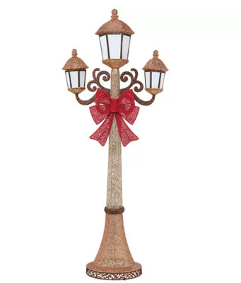 7ft Lighted Christmas Lamp Post with 220 LED Lights & Red Bow