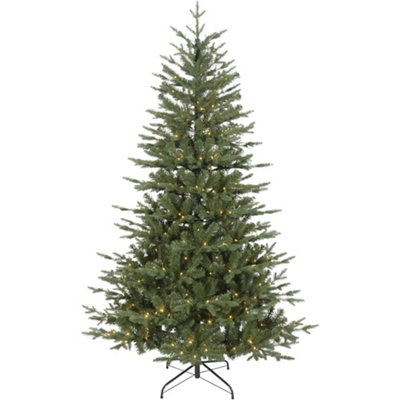 7ft Pre-Lit Artificial Christmas Tree with Warm White LED Lights ...