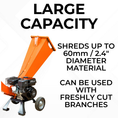 7HP Petrol Wood Chipper Shredder Mulcher - Heavy Duty - Chips up to ...