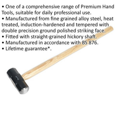 7lb Hardened Sledge Hammer - Hickory Wooden Shaft - Drop Forged Carbon ...