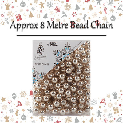 7M Bead Chain Christmas Decoration X 1 8 Metre Bead Chain Champagne