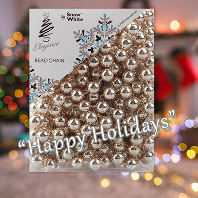 7M Bead Chain Christmas Decoration X 1 8 Metre Bead Chain Champagne