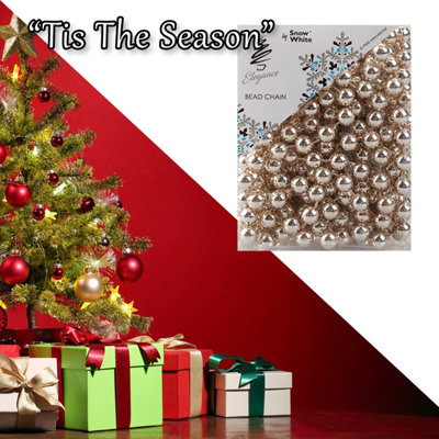 7M Bead Chain Christmas Decoration X 1 8 Metre Bead Chain Champagne