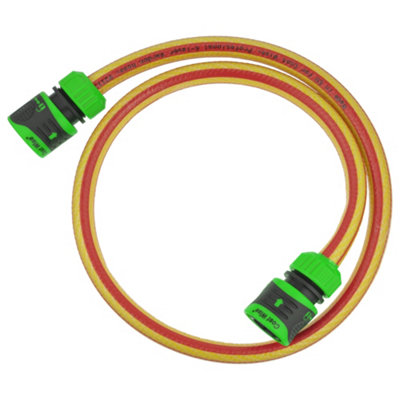 7m Premium 6-Layer Yellow Garden Hose 1/2" with 2 Green Click & Lock 1/ ...