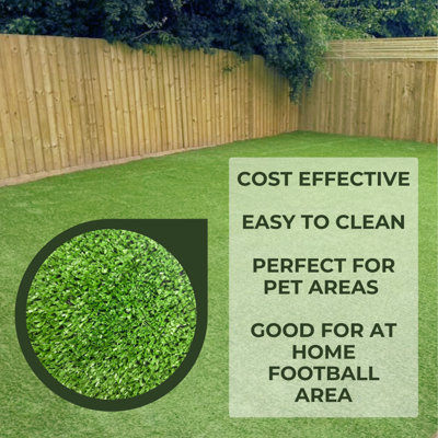7mm Artificial Grass - 3m x 4m - Budget Fake Lawn Astro Turf