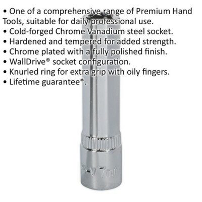 7mm Deep Drive Socket - Premium Forged Steel Chrome Vanadium 1/4" Square Drive Tool