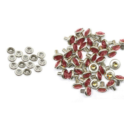 7mm Diamante Rivets with Pins, Plum Crystal Rivets Rhinestone Studs, 10pcs