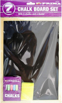 7pc Chalk Blackboard Set Kids Educational Activity Fun Duster Drawing ...