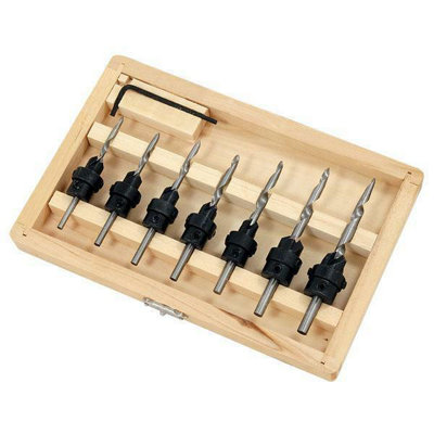 7pc Countersink Drill Bit Set Hss Screw Pilot Hole For Plastic Wood ...