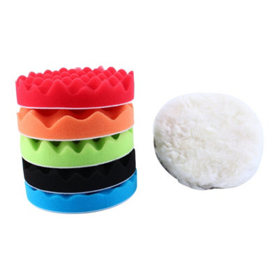 7Pcs 6 Sponge Polishing Waxing Buffing Pads Kit Car Polisher M14 Drill ...