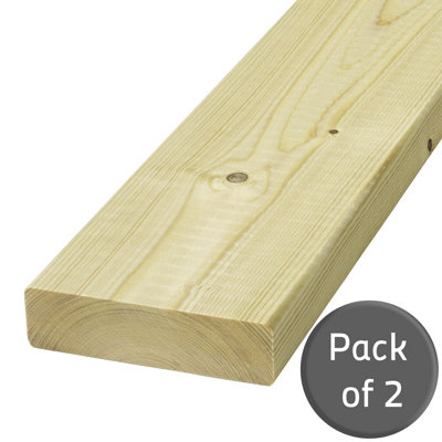 7x2 Inch Treated Timber (C16) 44x170mm (L)1500mm - Pack of 2 | DIY at B&Q