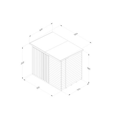7X5 4LIFE PENT SHED 25YR GUARANTEE OVERLAP PRESSURE TREATED - NO ...