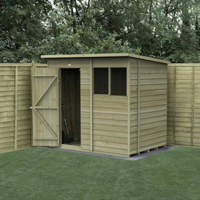 7x5 4LIFE Pent Shed 25yr Guarantee Overlap Pressure Treated - Single ...