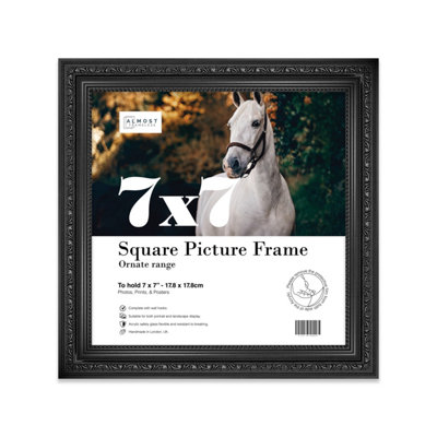 7x7 Black Ornate Picture Frame (17.8 x 17.8cm) Poster, Photo, Artwork ...
