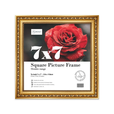 7x7 Gold Ornate Picture Frame (17.8 x 17.8cm) Poster, Photo, Artwork ...