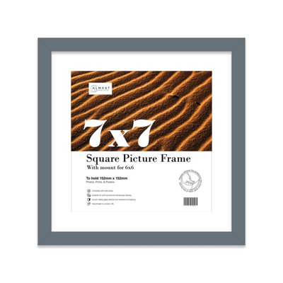 7x7" Grey Picture Frame - 7x7" Square Frame with 6x6" Mount for 7x7 ...