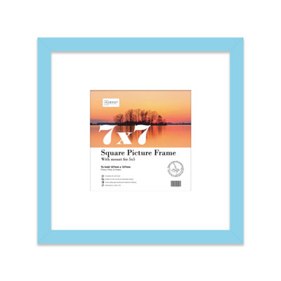 7x7" Light Blue Picture Frame - 7x7" Square Frame with 5x5" Mount for ...