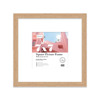 7x7" Oak Picture Frame - 7x7" Square Frame with 5x5" Mount for 7x7"/5x5 ...