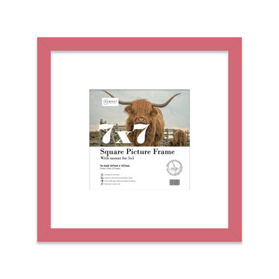 7x7" Pink Picture Frame - 7x7" Square Frame with 5x5" Mount for 7x7 ...