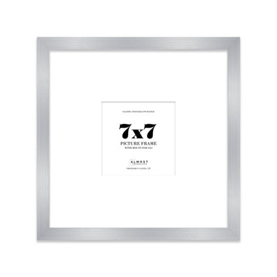 7x7" Silver Picture Frame - 7x7" Square Frame with 4x4" Mount for 7x7 ...
