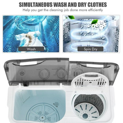 8.5kg Compact Portable Twin Tub Washing Machine & Spin Dryer