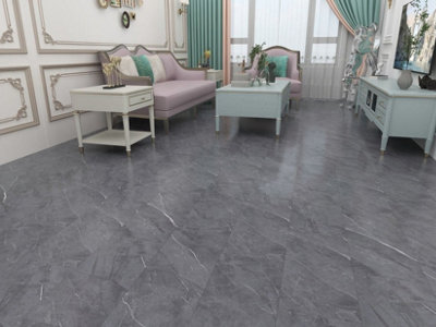 8.7mm Thickness - Casa Floors SPC Click Vinyl Floor Grey Slate Gloss ...