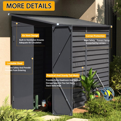 8.8 x 4.7 ft Charcoal Black Waterproof Pent Outdoor Metal Garden ...