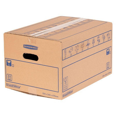 8 BANKERS BOX Cardboard Moving Boxes 39L Heavy Duty Double Wall Boxes ...