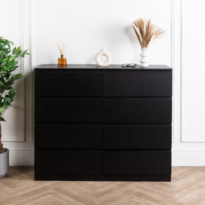 8 CHEST OF DRAWER BLACK DEEP CHEST OF WOODEN DRAWERS
