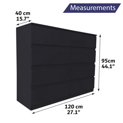 8 CHEST OF DRAWER BLACK DEEP CHEST OF WOODEN DRAWERS