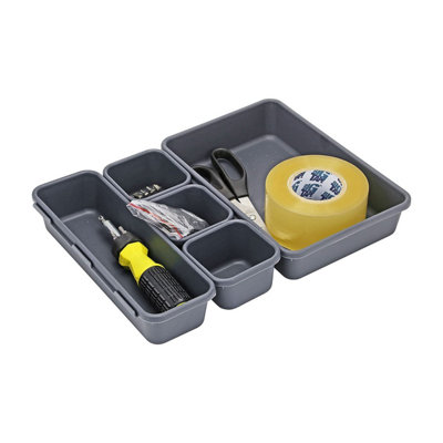8 Compartment Drawer Organisation System - Interlocking Separator Tray Boxes - Space Saving ...