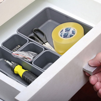 8 Compartment Drawer Organisation System - Interlocking Separator Tray Boxes - Space Saving ...