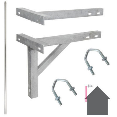 8 FOOT 2.44M TV AERIAL POLE & T K BRACKET LONG MAST WALL MOUNTING ...