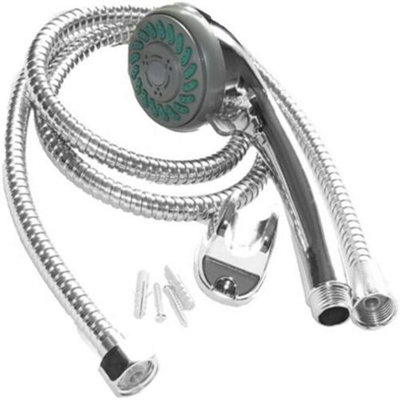 8 Function Shower Head + Hose Fittings Bracket Chrome Bathroom Multi ...