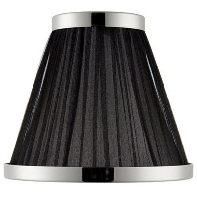 8" Luxury Round Tapered Lamp Shade Black Pleated Organza Fabric ...