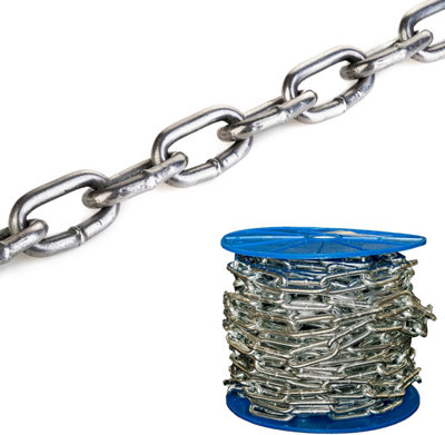 8 Metres (8mm) - Heavy Duty Galvanised Steel Short Link Chain D1 ...