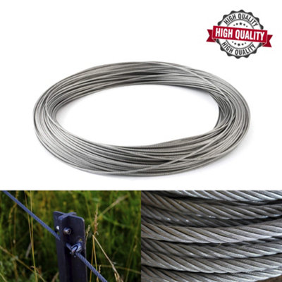 8 mm Thick Wire Rope Wire Cable - 100 metres / 328.08 ft - Galvanised ...