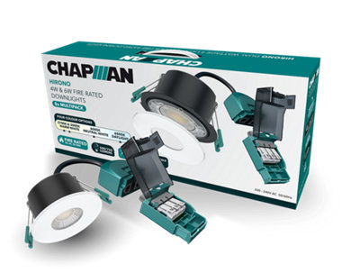 8 Pack - CHAPMAN LED Fire-Rated Downlight Pro 4W & 6W 4CCT IP65 (White) 70mm Cut Out