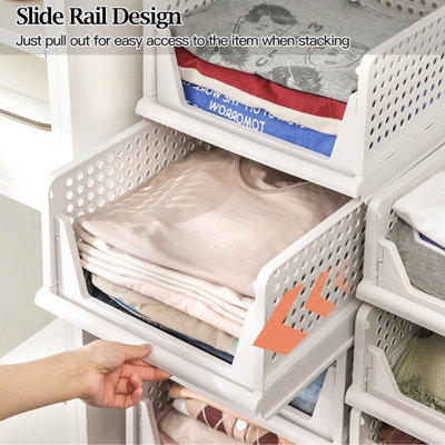8 Pack Folding Wardrobe Storage Box Drawer Organizer