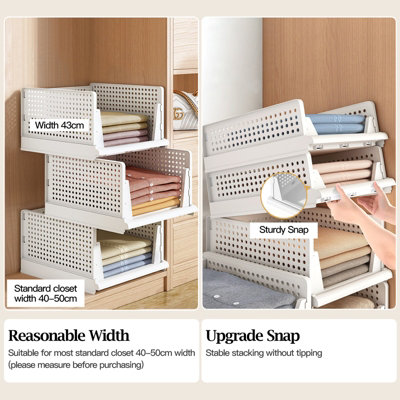 8 Pack Folding Wardrobe Storage Box Drawer Organizer