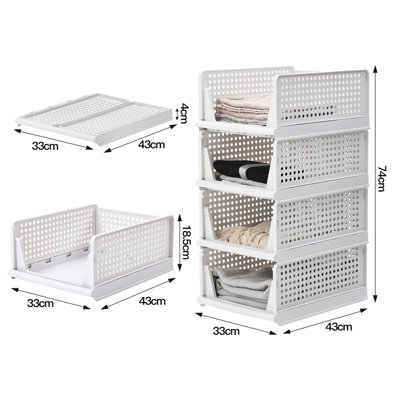 8 Pack Folding Wardrobe Storage Box Drawer Organizer