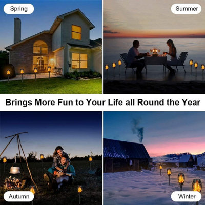 8 Pack Solar Flame Effect Garden Stake Lights - Flickering LED Torches