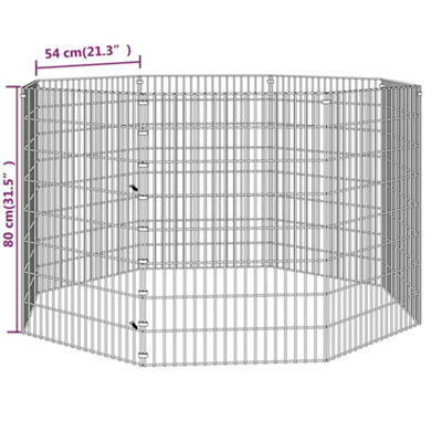8-Panel Rabbit Cage 54x80 cm Galvanised Iron