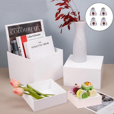 8 Pcs Acrylic Cube Display Box Riser Nesting Riser Stands for Dessert Cake