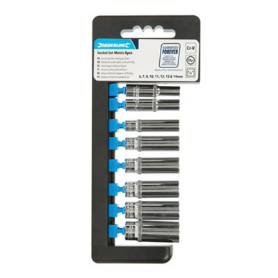 8 Piece Deep 1/4" Socket Set 6mm to 14mm Metric Long Square Driver ...