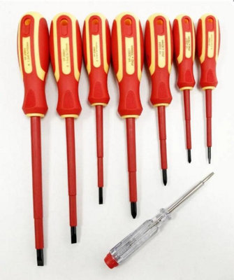 8 Piece Electrical VDE Screwdriver & Mains Electical Tester Set ...