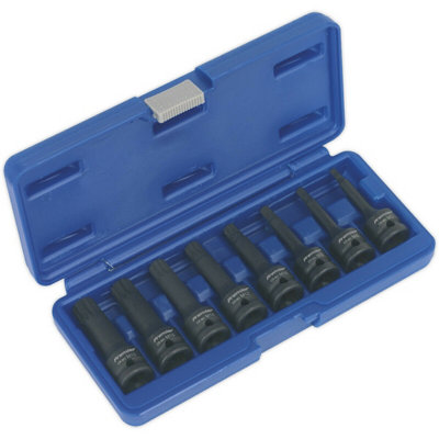 8 Piece Impact Spline Socket Bit Set - 1/2" Square Drive - Chromoly ...