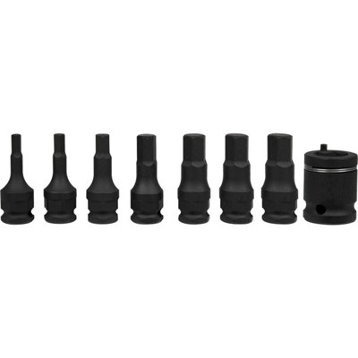 8 Piece PREMIUM Hex Impact Socket Bit Set - 3/8" Sq Drive - Quick ...