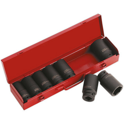 8 Piece PREMIUM Impact Socket Set - 3/4" Sq Drive - Deep Sockets - High ...